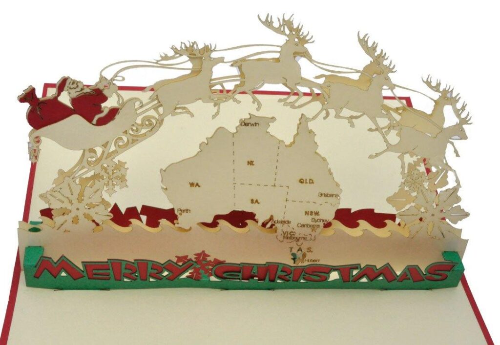 Christmas Australia Map Pop Up Card - ARHS NSW