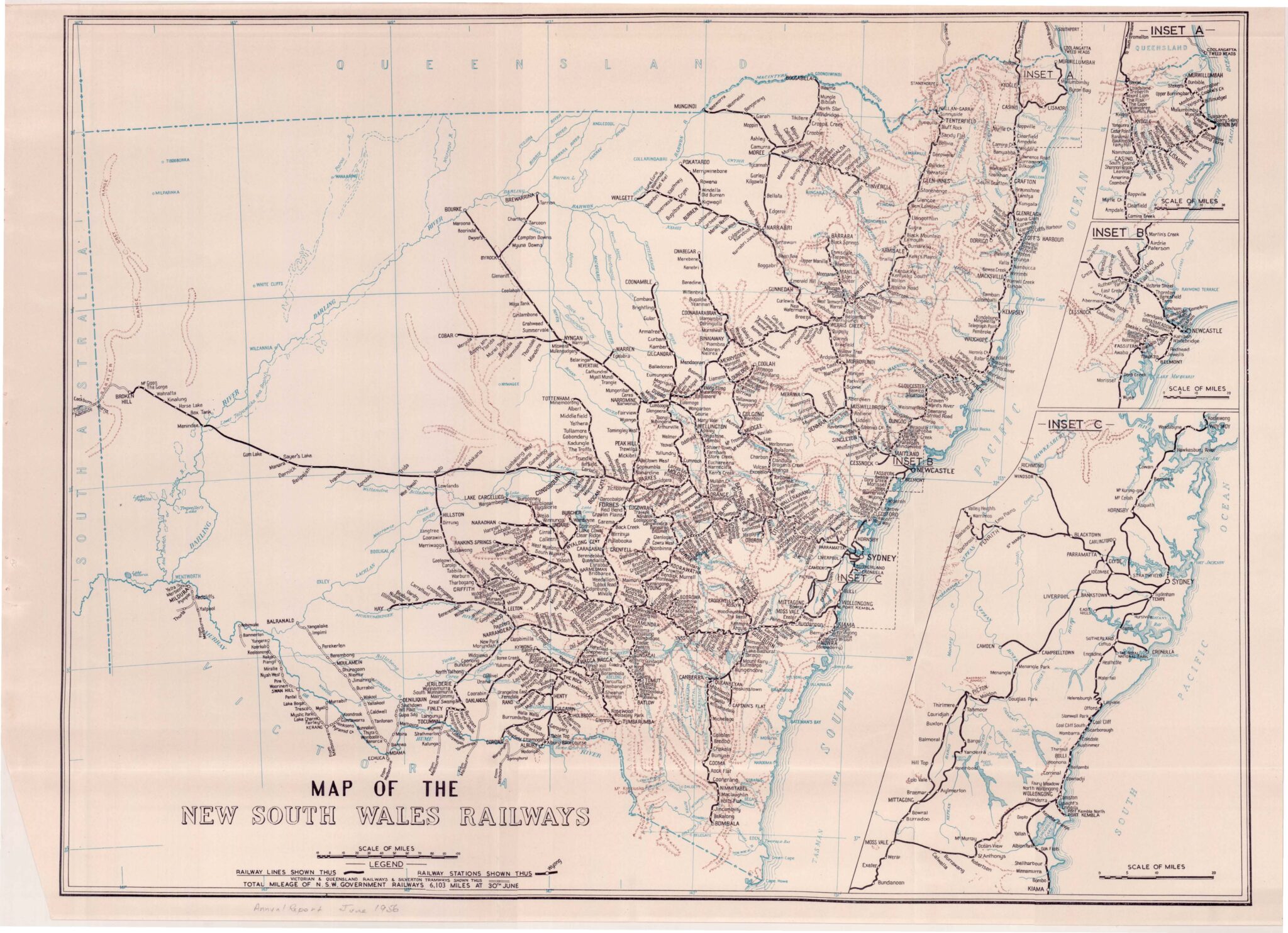 Map of the New South Wales Railways - 1956 - ARHS NSW